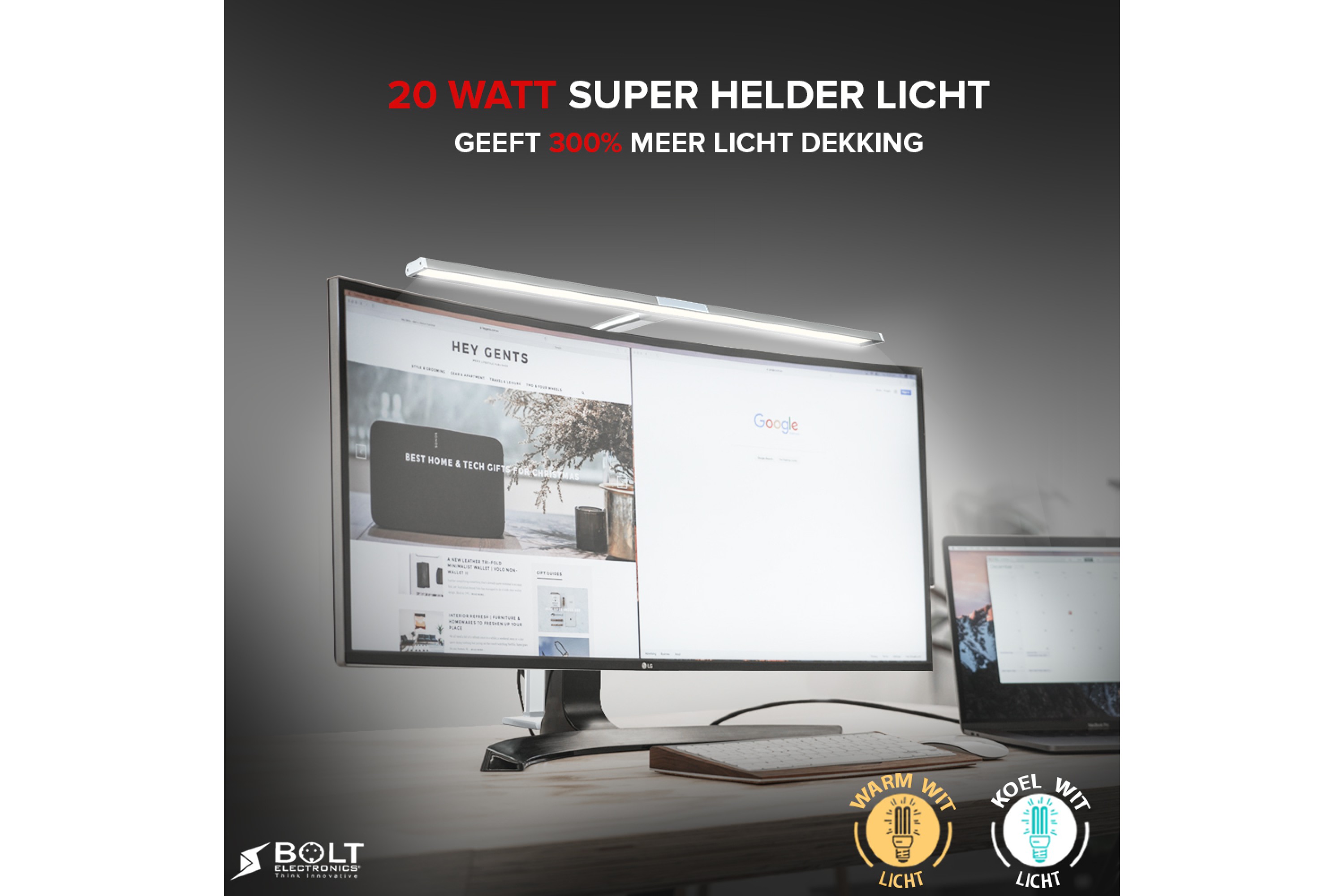 Bureaulamp Leeslamp zwart ultra breed met dimfunctie - BLIQ700B ...