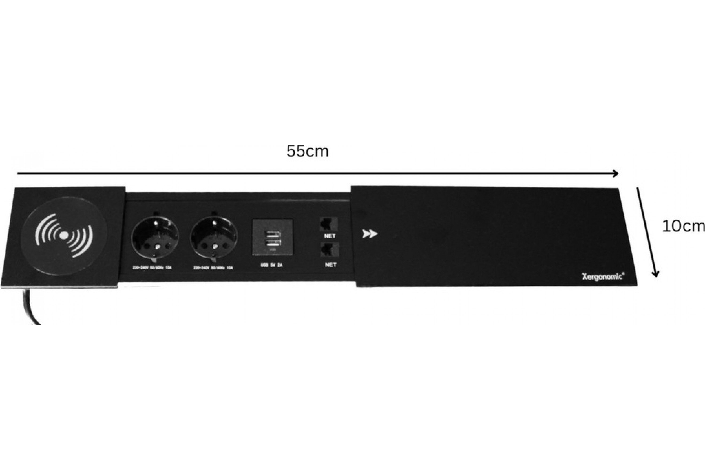 Bureaustopcontact zwart met 2 stopcontacten, 2 USB poorten, 2 ...