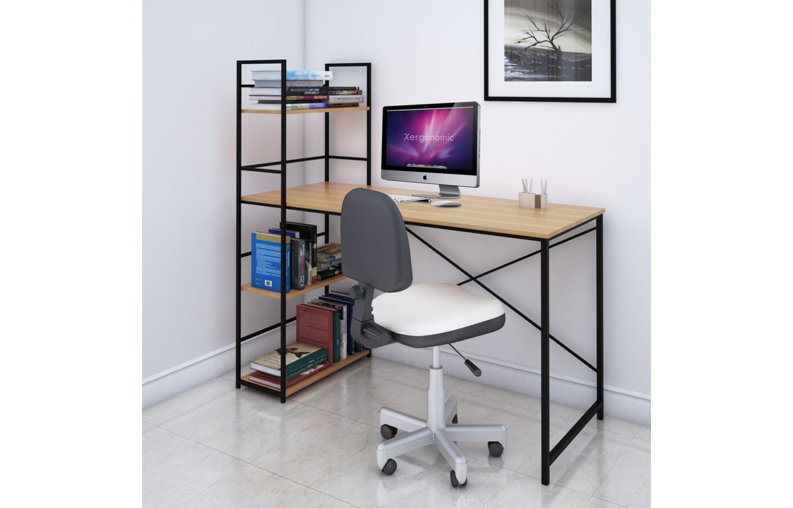 Industrieel bureau met planken 120x64x72 cm - XERX121 - Kastaccessoires.nl