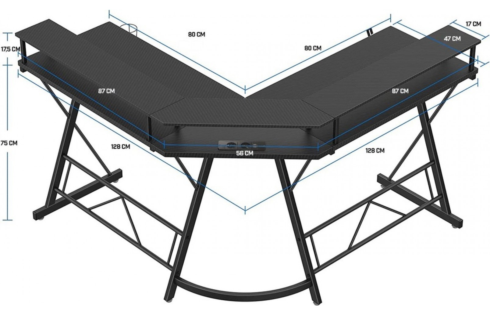 Gaming corner desk with led lighting - VIPERX1