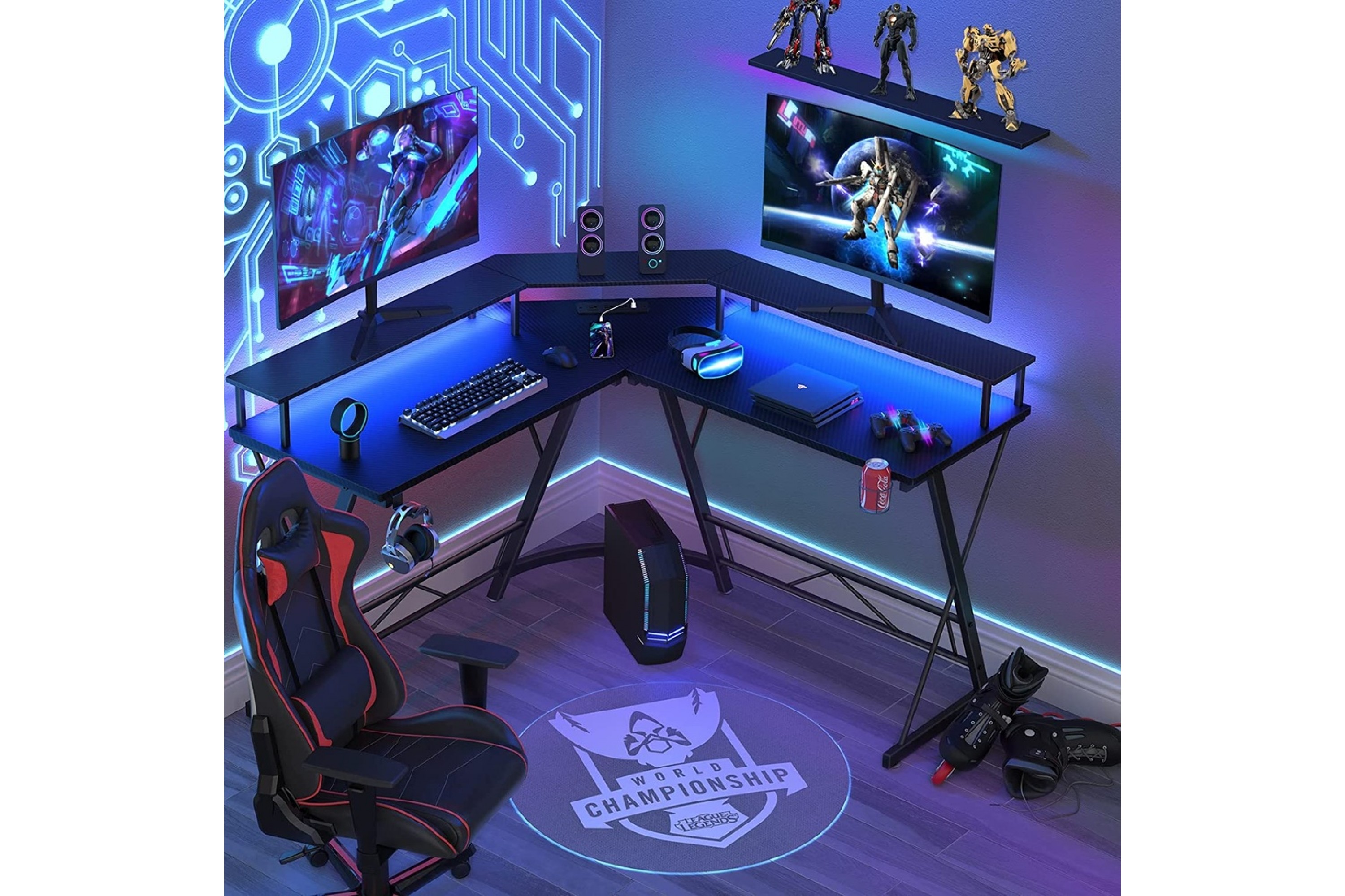 Gaming hoekbureau met ledverlichting - VIPERX1 - Kastaccessoires.nl