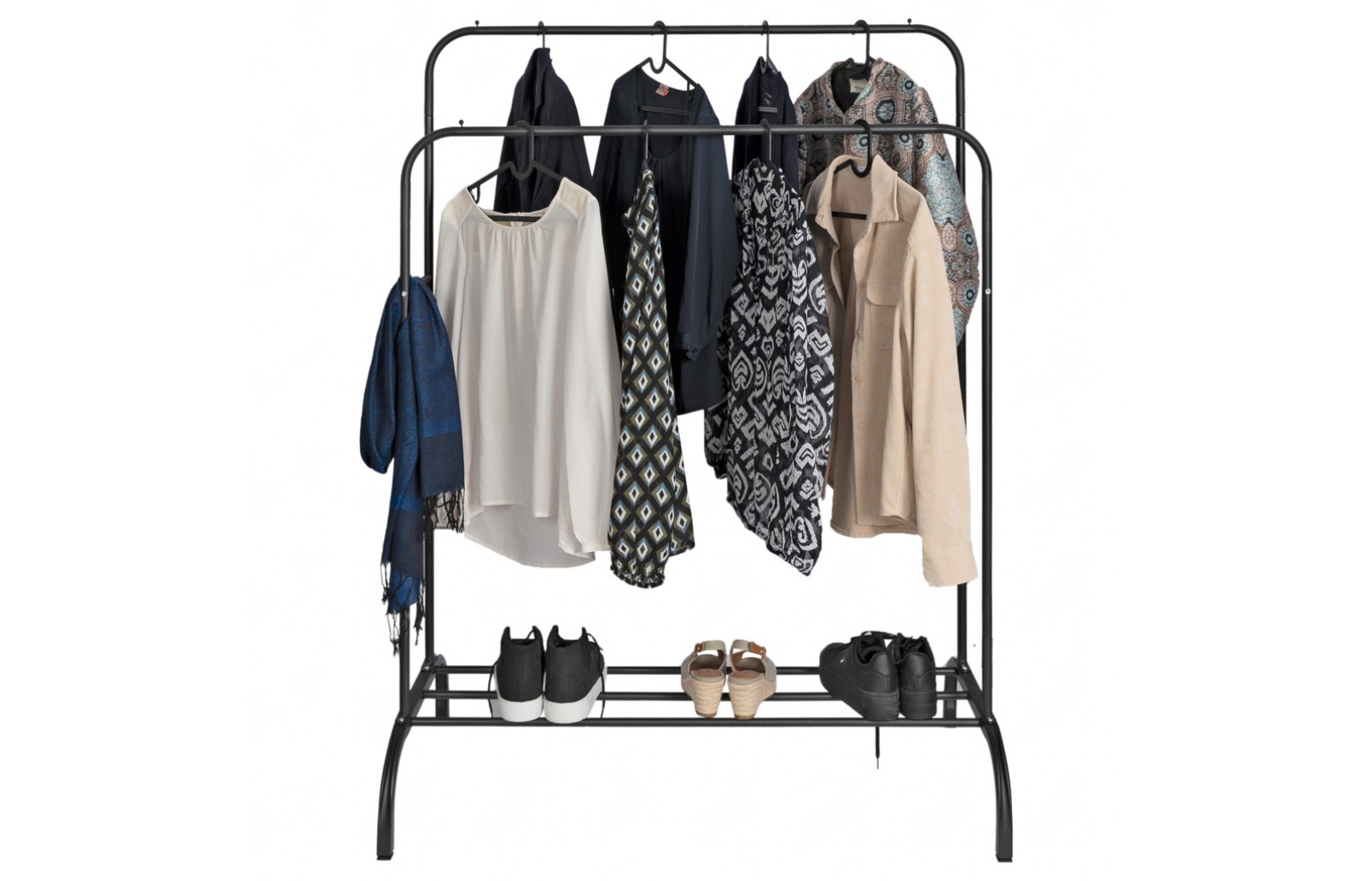 Eleganca kledingrek zwart metaal met 2 stangen - ELA604B ...