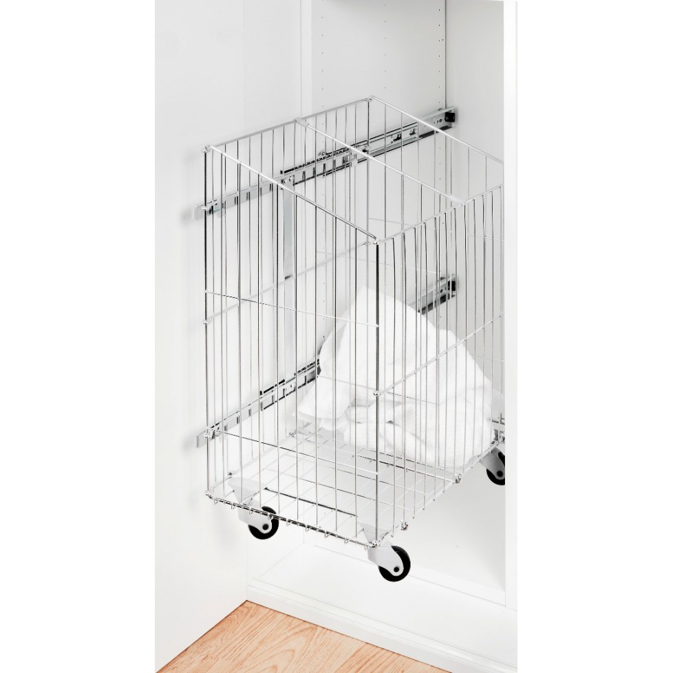 Wasmand staal verchroomd voor frontmontage - Kastaccessoires.nl